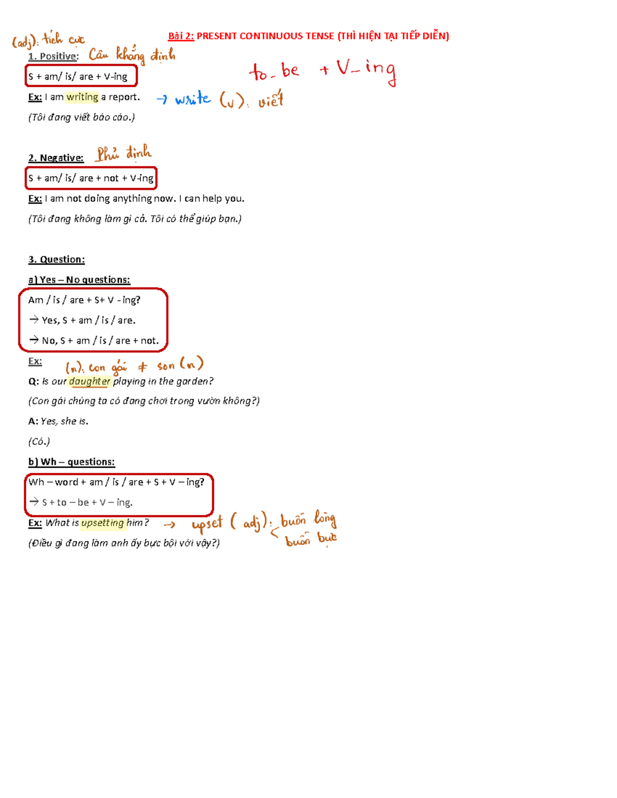 Bài 2: Thì Hiện Tại Tiếp Diễn (Present Continuous Tense) - UNIT 3-4 ...