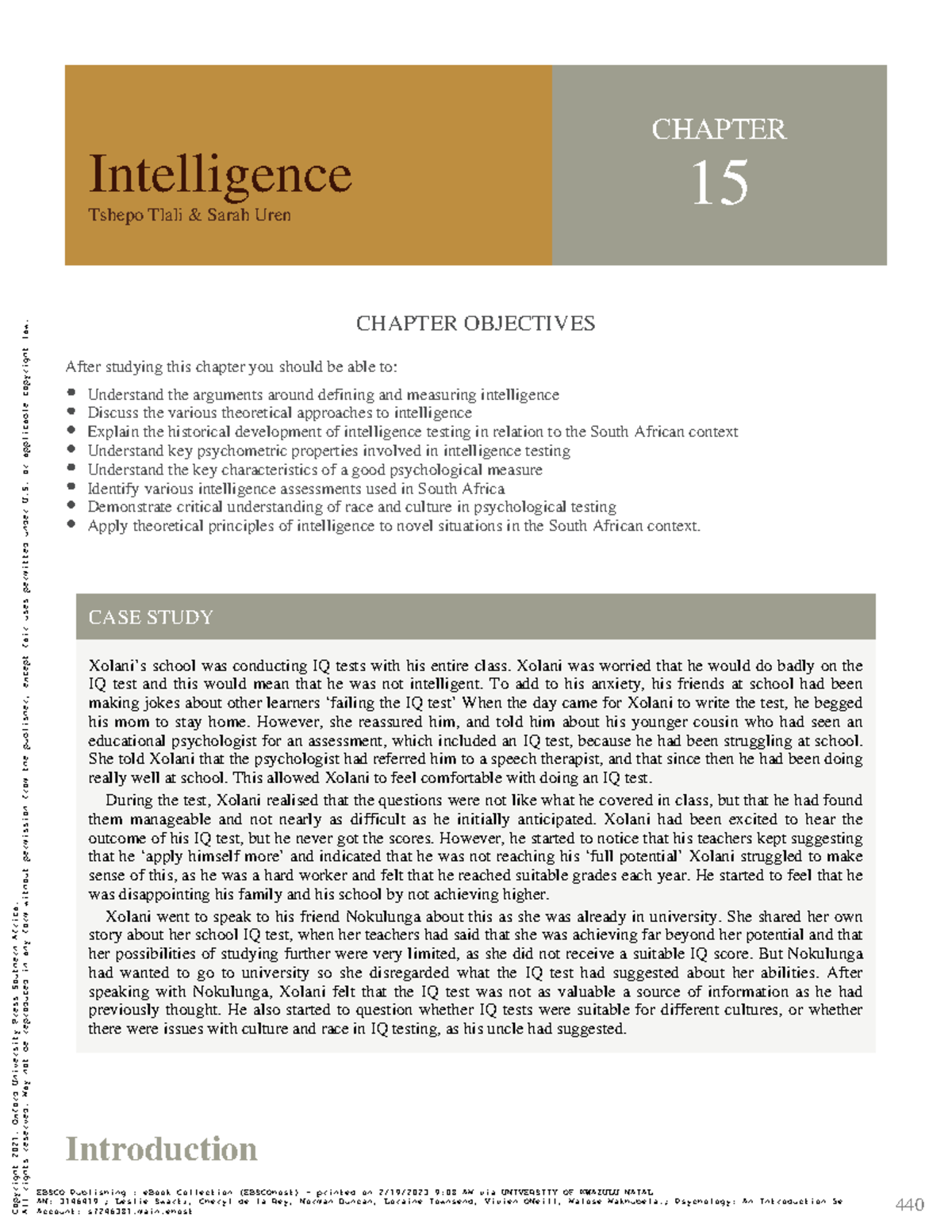 Leslie Swartz 2021 Psychology Intro: Intelligence (Chapter 15) - Studocu