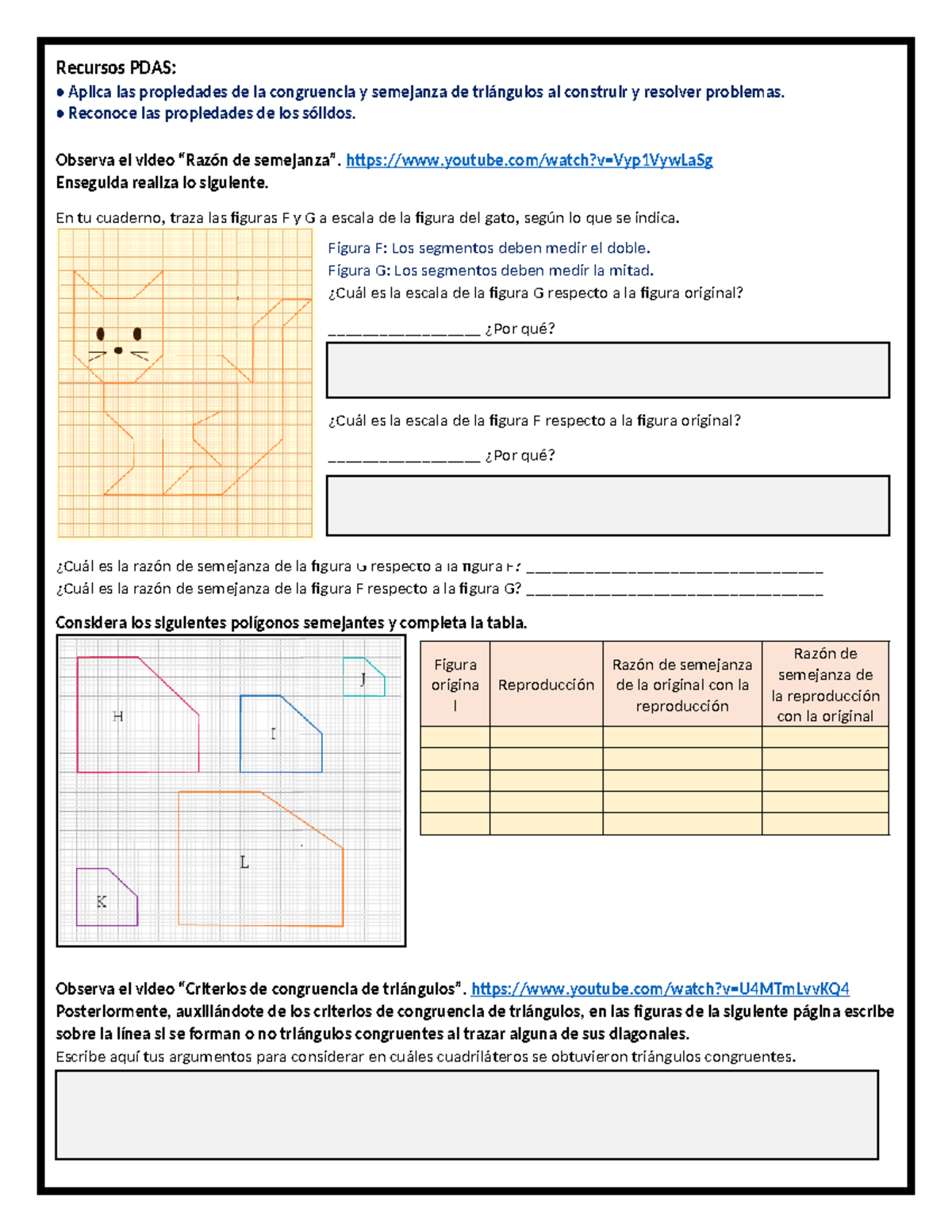 4. Cuadernillo: Semejanza y Congruencia de Triángulos y Sólidos - Studocu