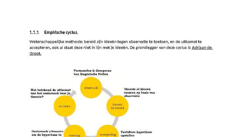 Aantekeningen Methodenleer: Empirische Cyclus en Wetenschappelijke ...