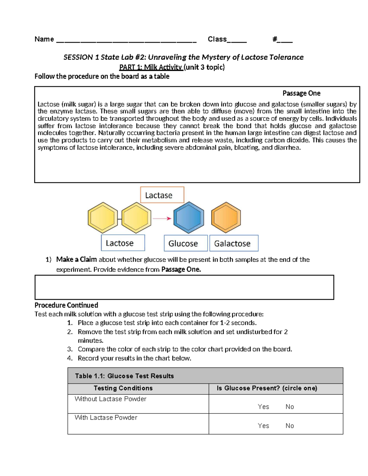 Laddada #2 Lactose Investigation: Unraveling Lactose Tolerance (Unit 3 ...