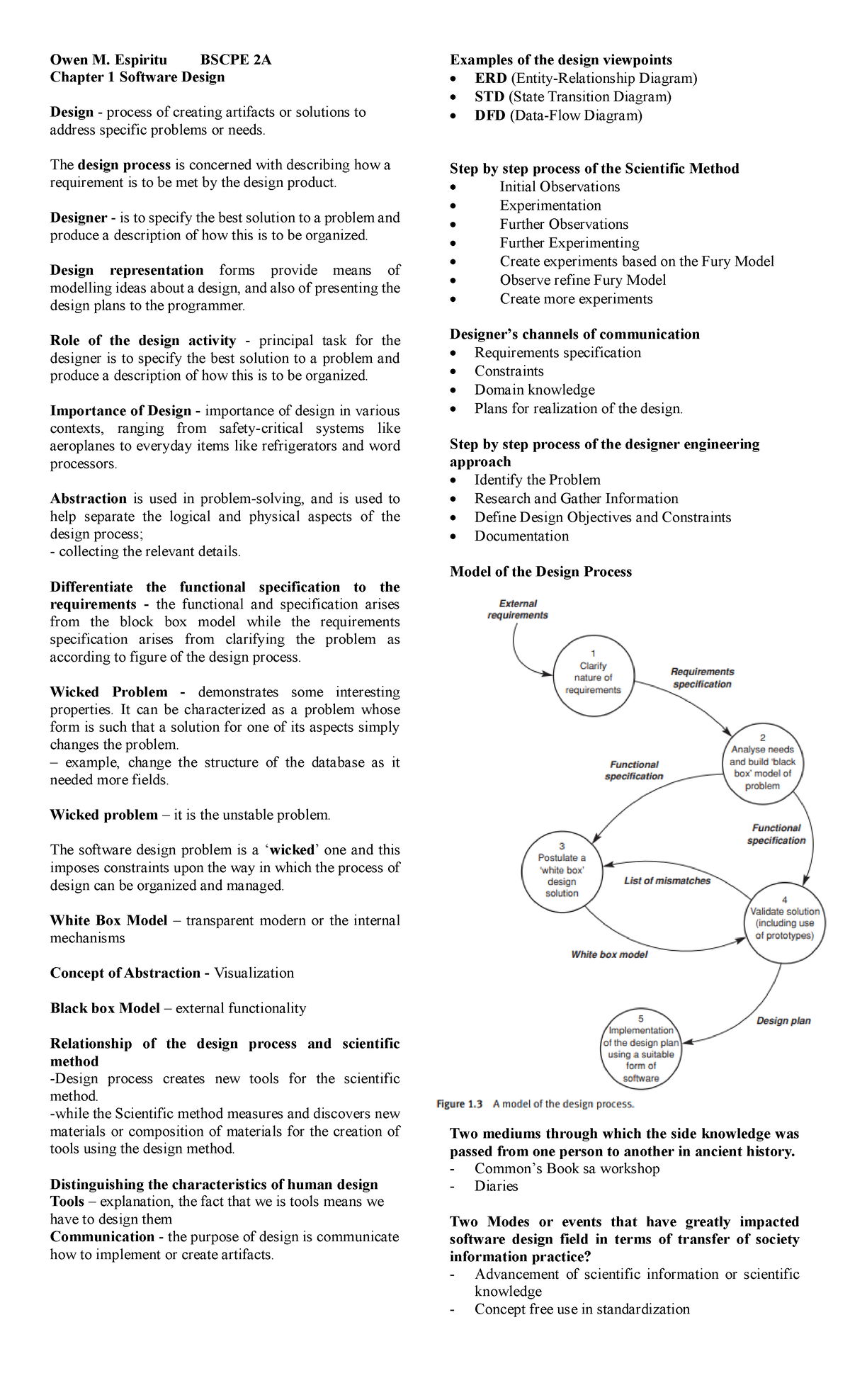 BSCPE 2A Reviewer: Chapter 1 Software Design Overview - Studocu