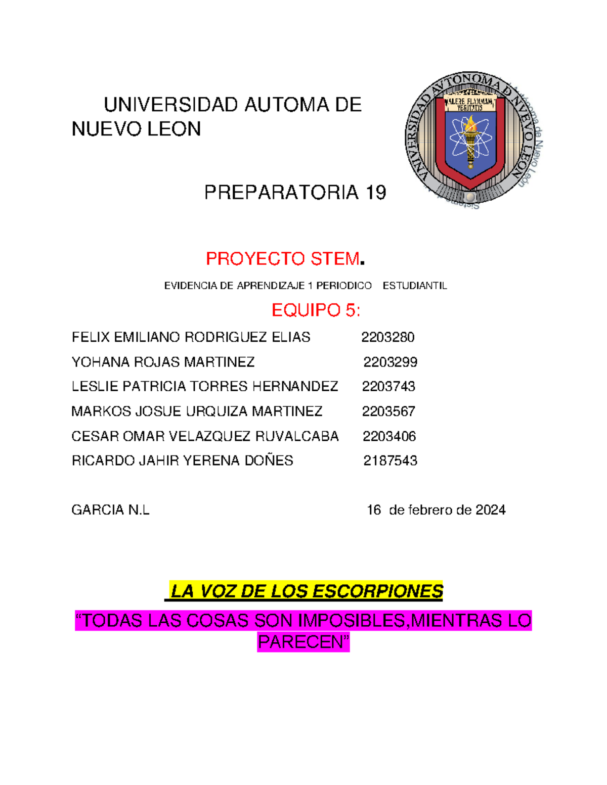 208 Proyecto STEM Equipo 5 - UNIVERSIDAD AUTOMA DE NUEVO LEON ...