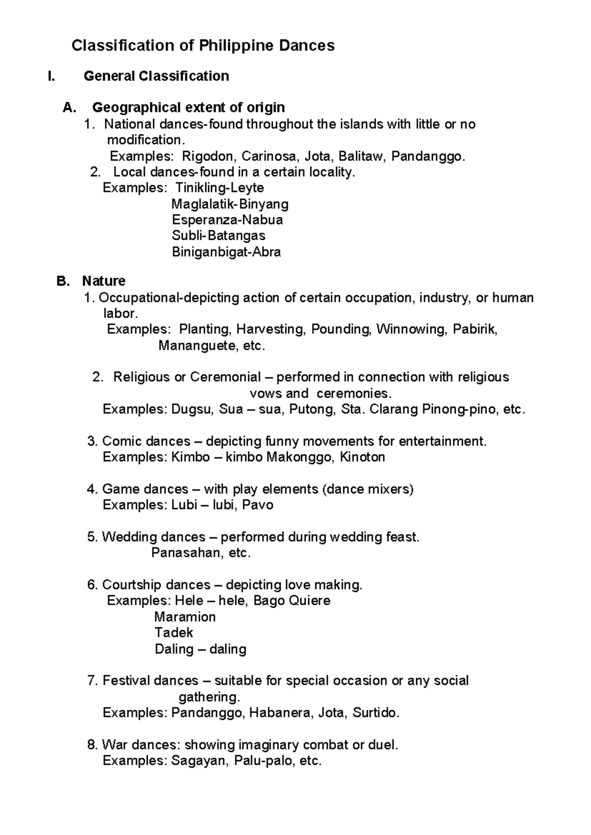 Philippine Folk Dance Notes: Classification & Basic Steps - Studocu