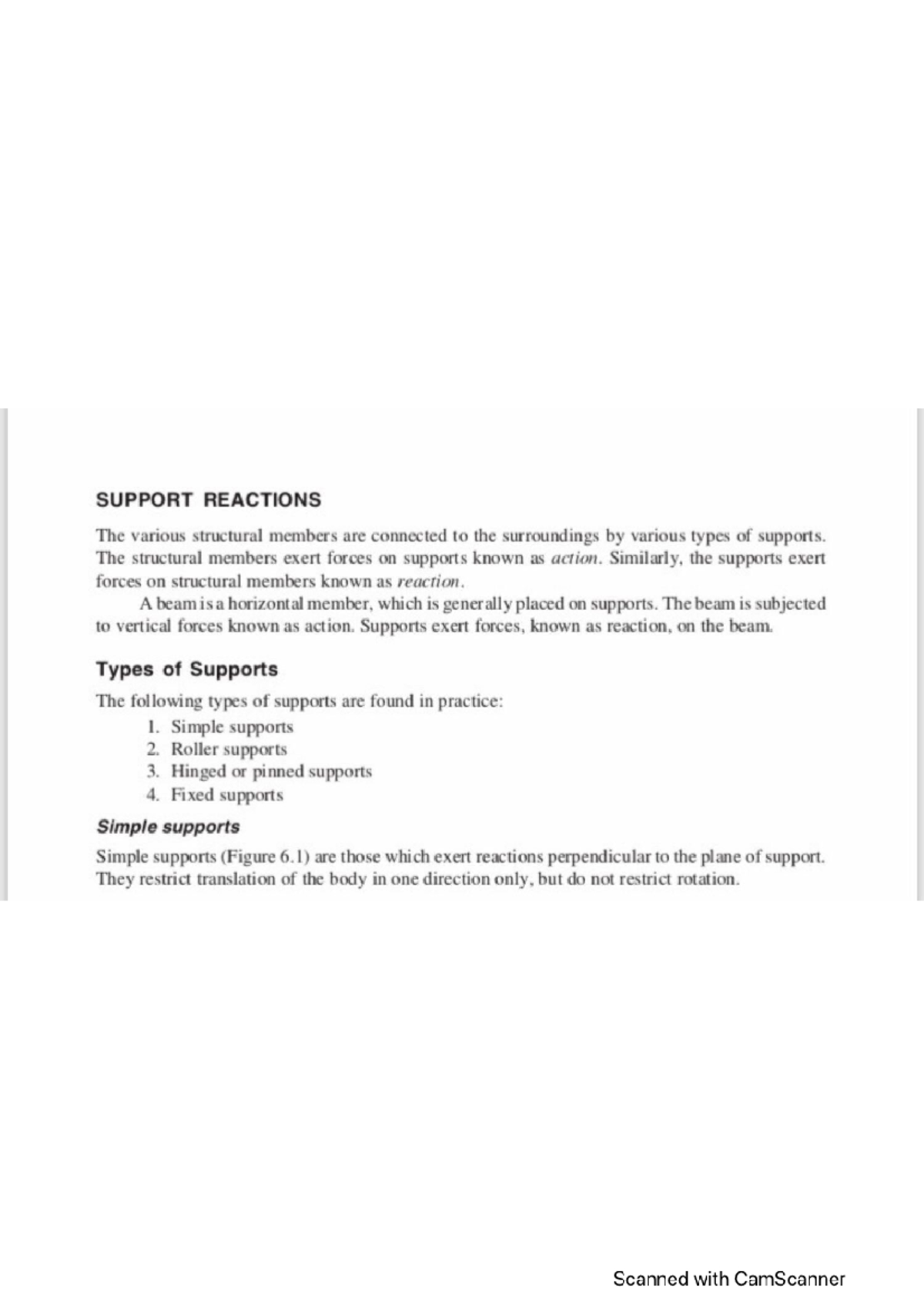 SUPPORT REACTIONS IN STRUCTURAL MECHANICS (CIVIL ENG 101) - Studocu