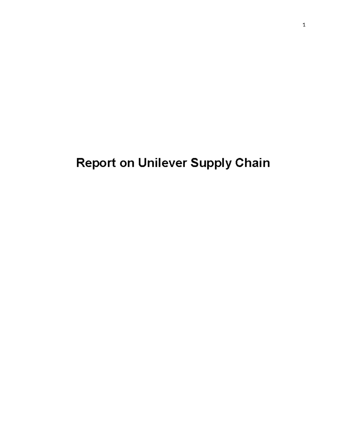 Unilever Supply Chain Performance Analysis - Project Management - Studocu