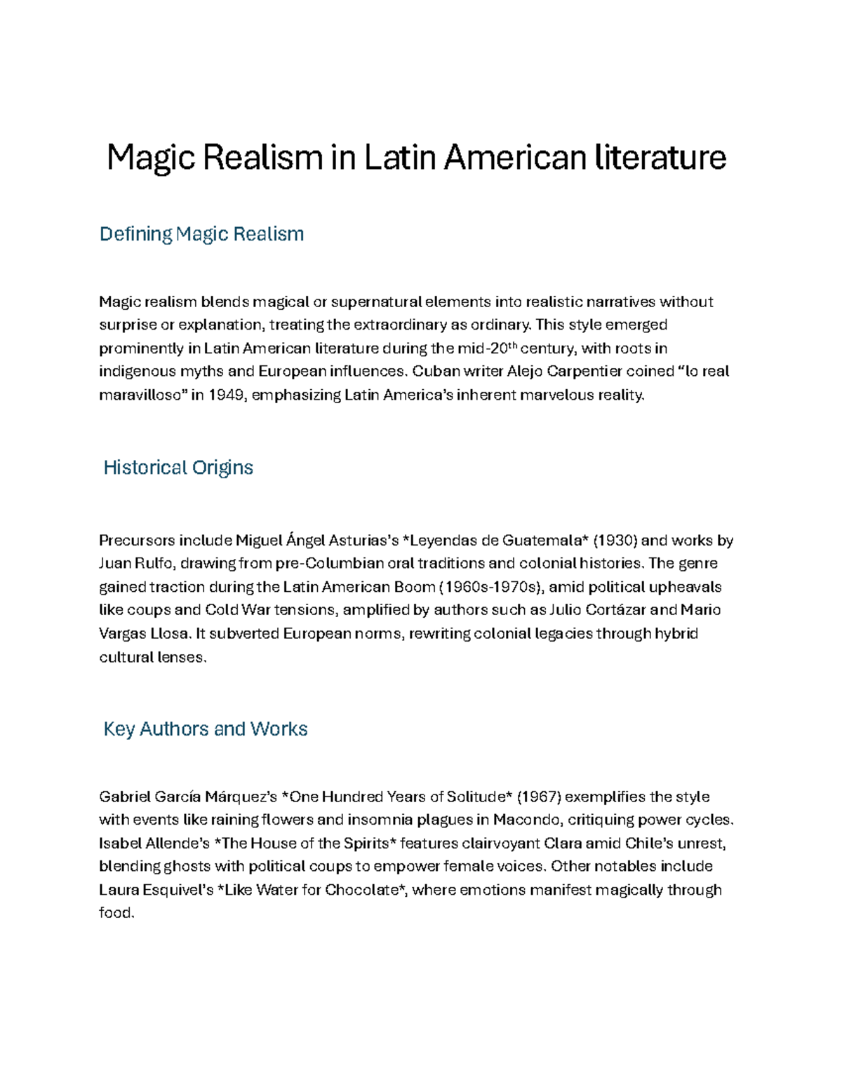 DOC6 - Exploring Magic Realism in Latin American Literature - Studocu