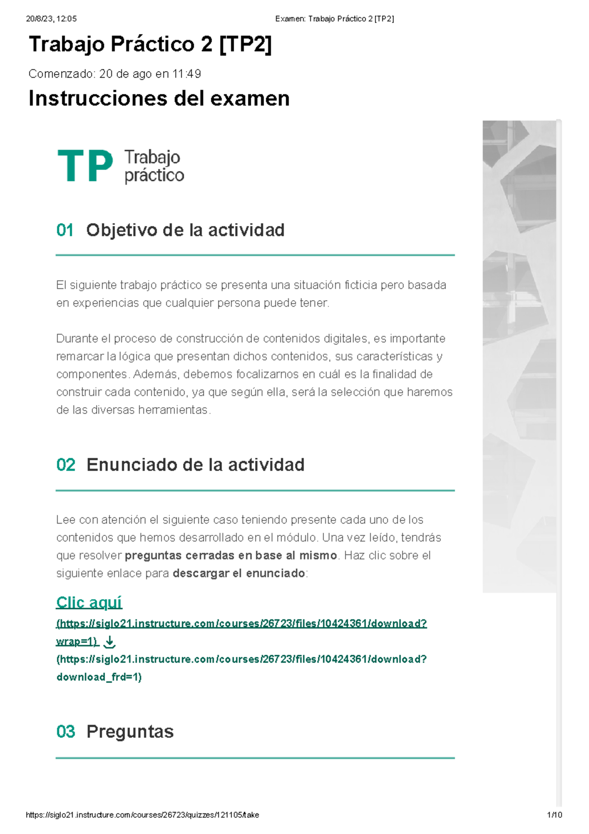 TP2 Recursos Informáticos: Ejercicio Práctico y Preguntas - 95% - Studocu