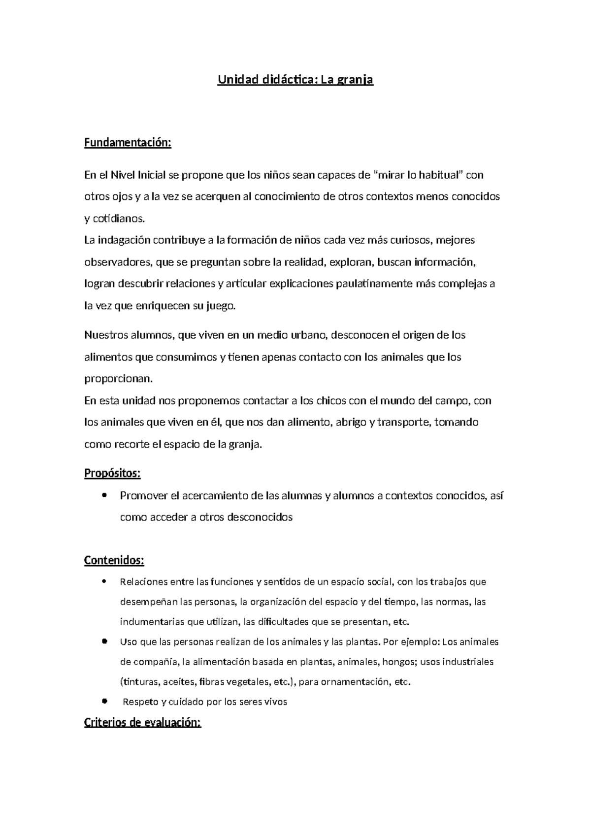 Unidad Didáctica: La Granja en el Nivel Inicial - Animales y ...