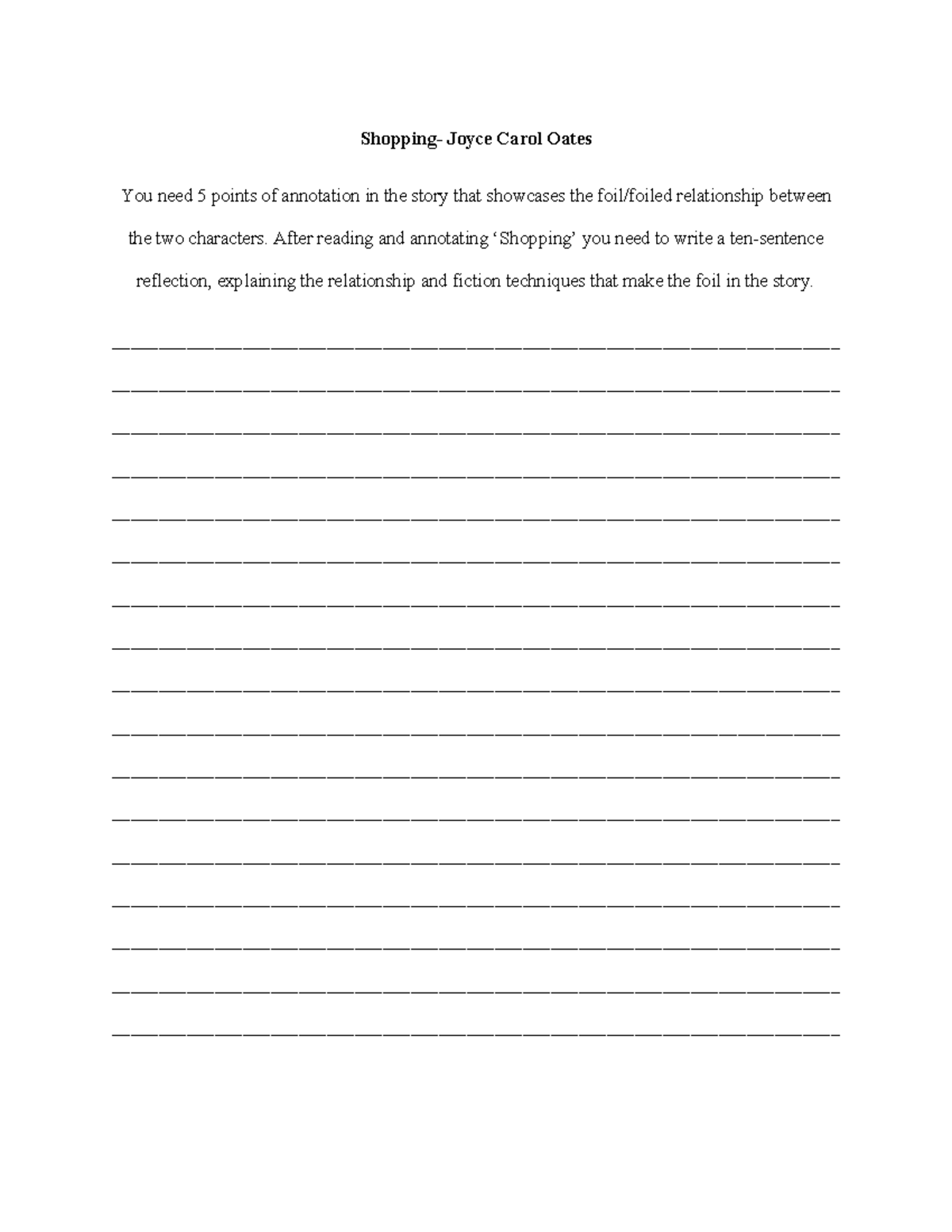 Shopping Excerpt: Analyzing the Mother-Daughter Relationship in Oates ...