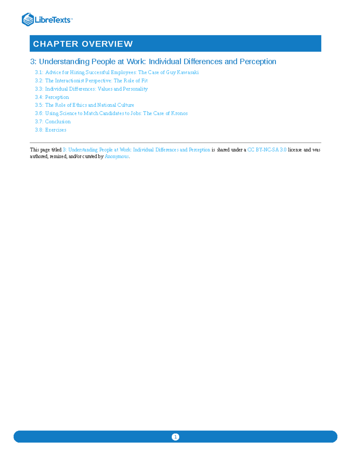 CHAPTER 3: Understanding People at Work - Individual Differences ...