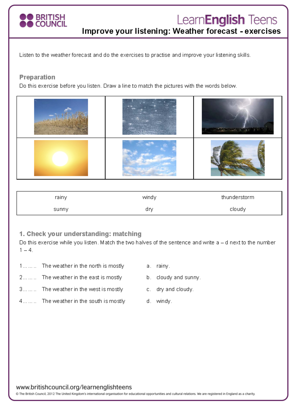 Listening Practice: Weather Forecast Exercises 4 - Studocu