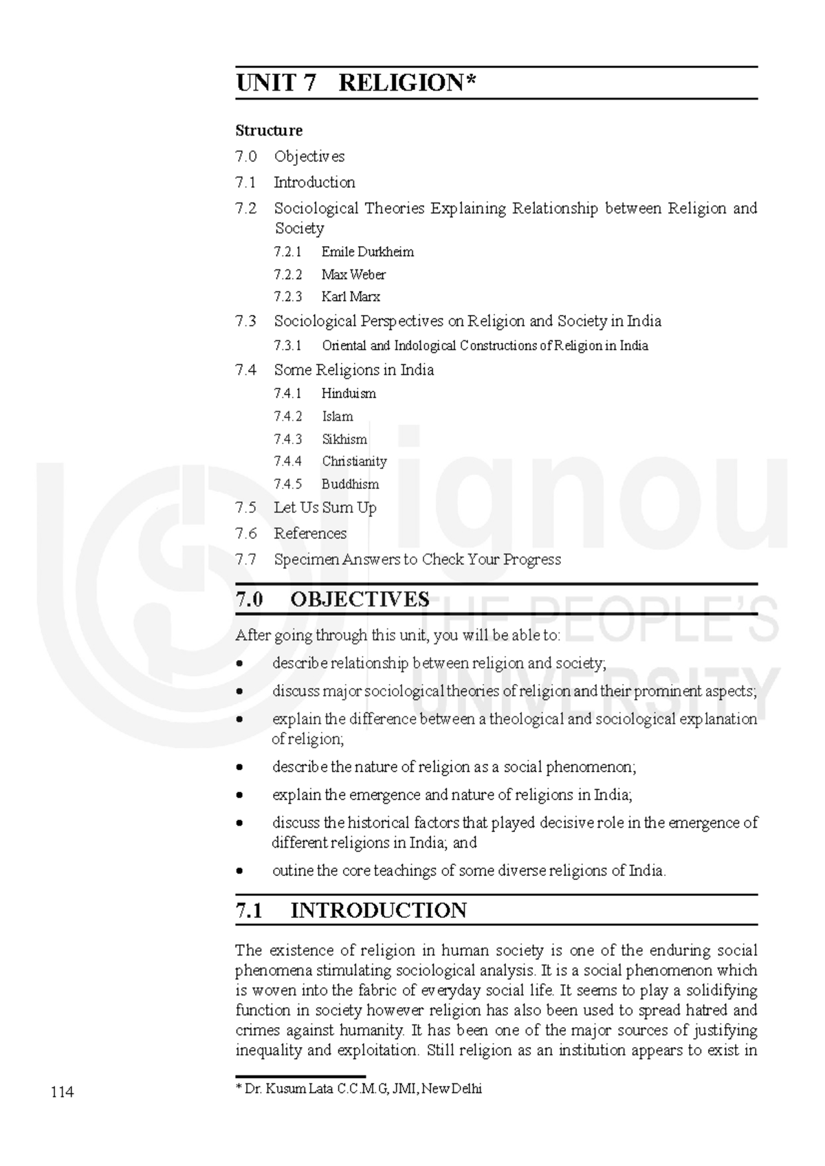 Sociological Perspectives on Religion in India - Unit 7 Notes - Studocu