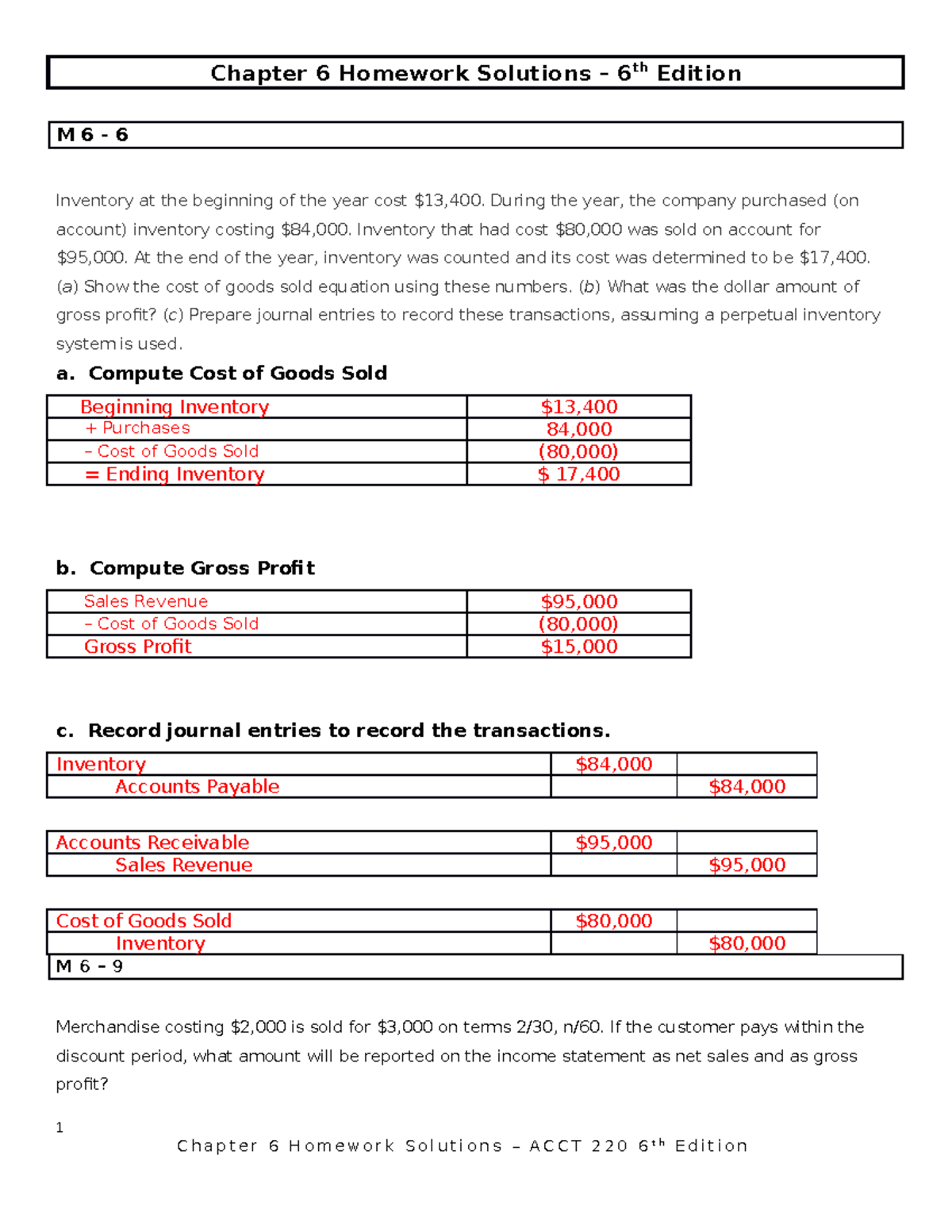 Homework Solutions for Ch 6 - Accounting Principles - Studocu