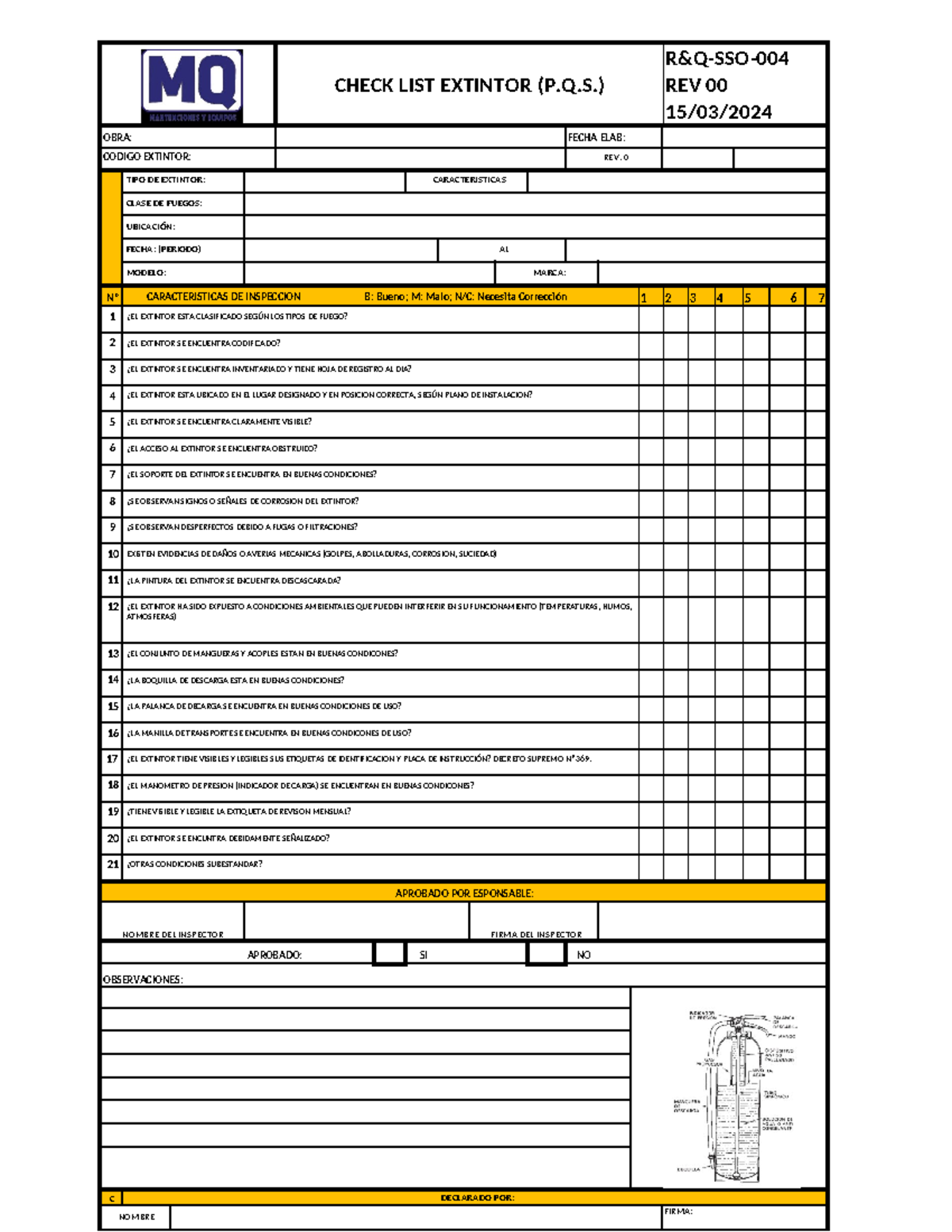 Check LIST Extintores - lista de chequeo - CHECK LIST EXTINTOR (P.Q.) R ...
