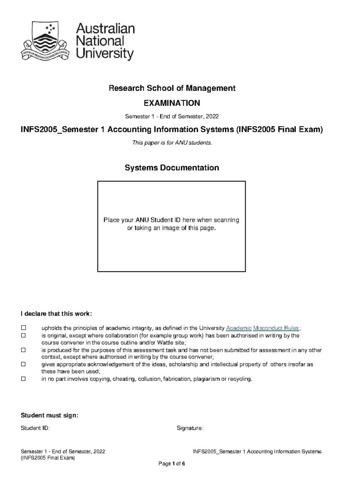 INFS2005 Final Exam: Systems Documentation & DFDs Overview - Studocu