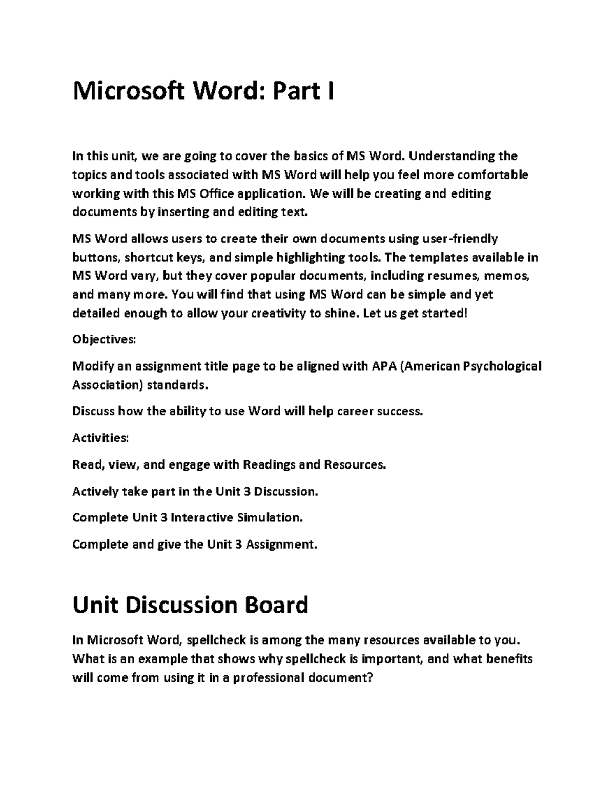 Microsoft Word Part I - introduction and discussion and journal ...