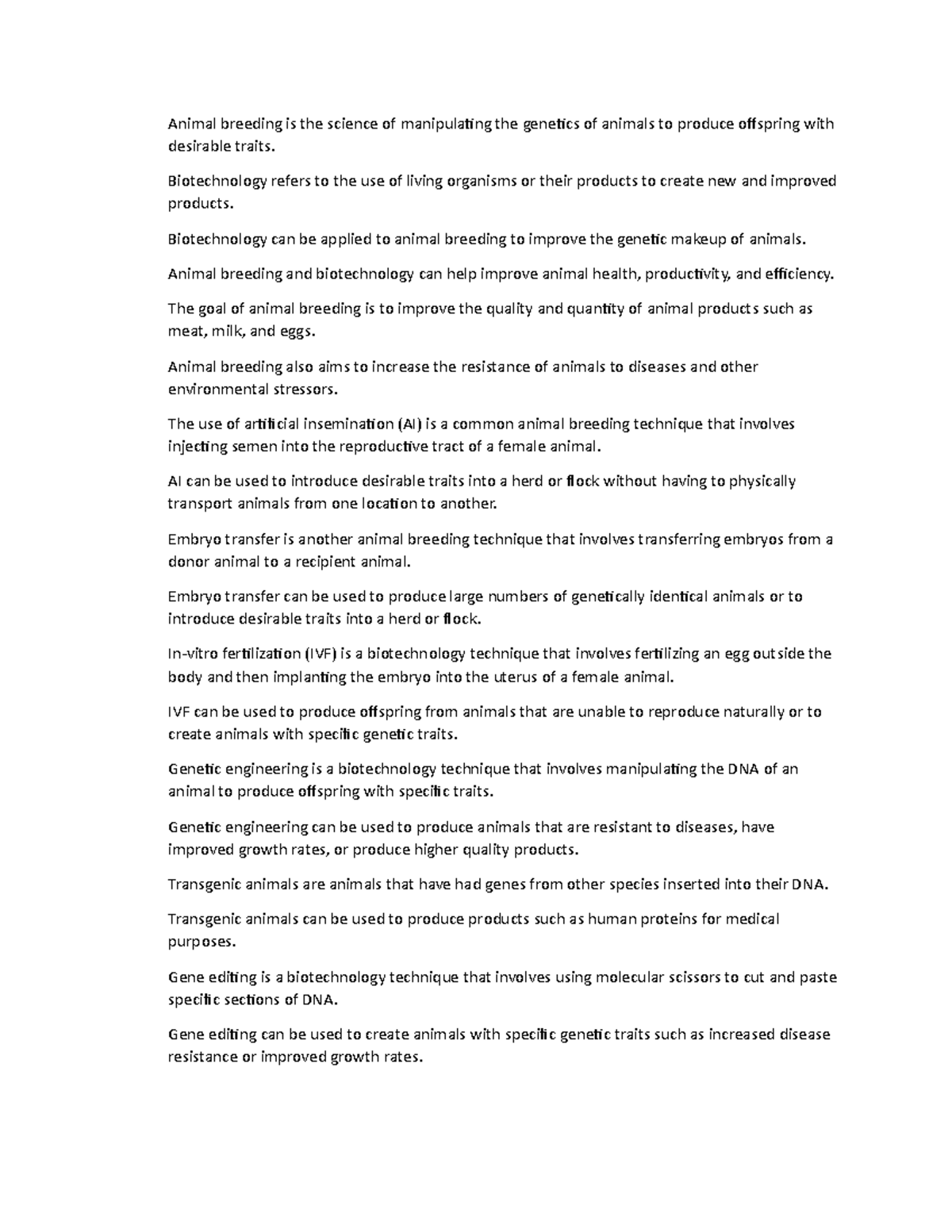 Animal Breeding and Biotechnology - Animal breeding is the science of ...