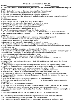 TLE 9 Cookery sandwiches exam - 3 rd Quarter Examination on COOKERY 9 ...