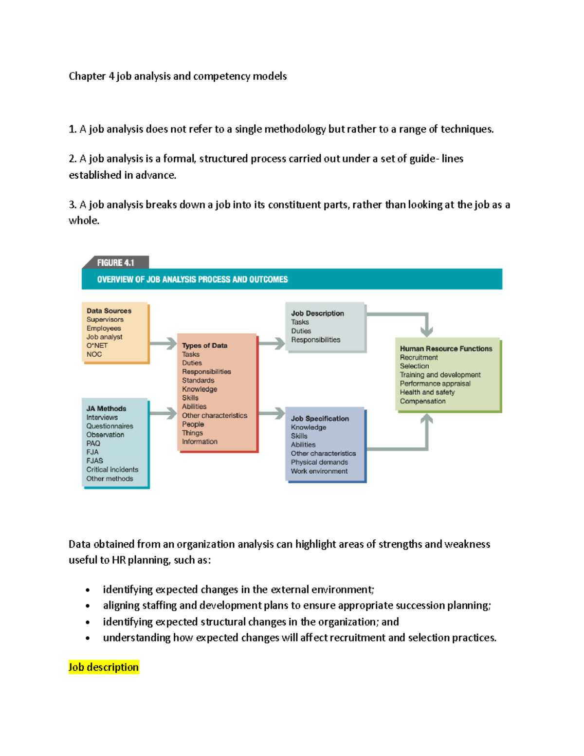 Chapter 4 job analysis and competency models - A job analysis is a ...