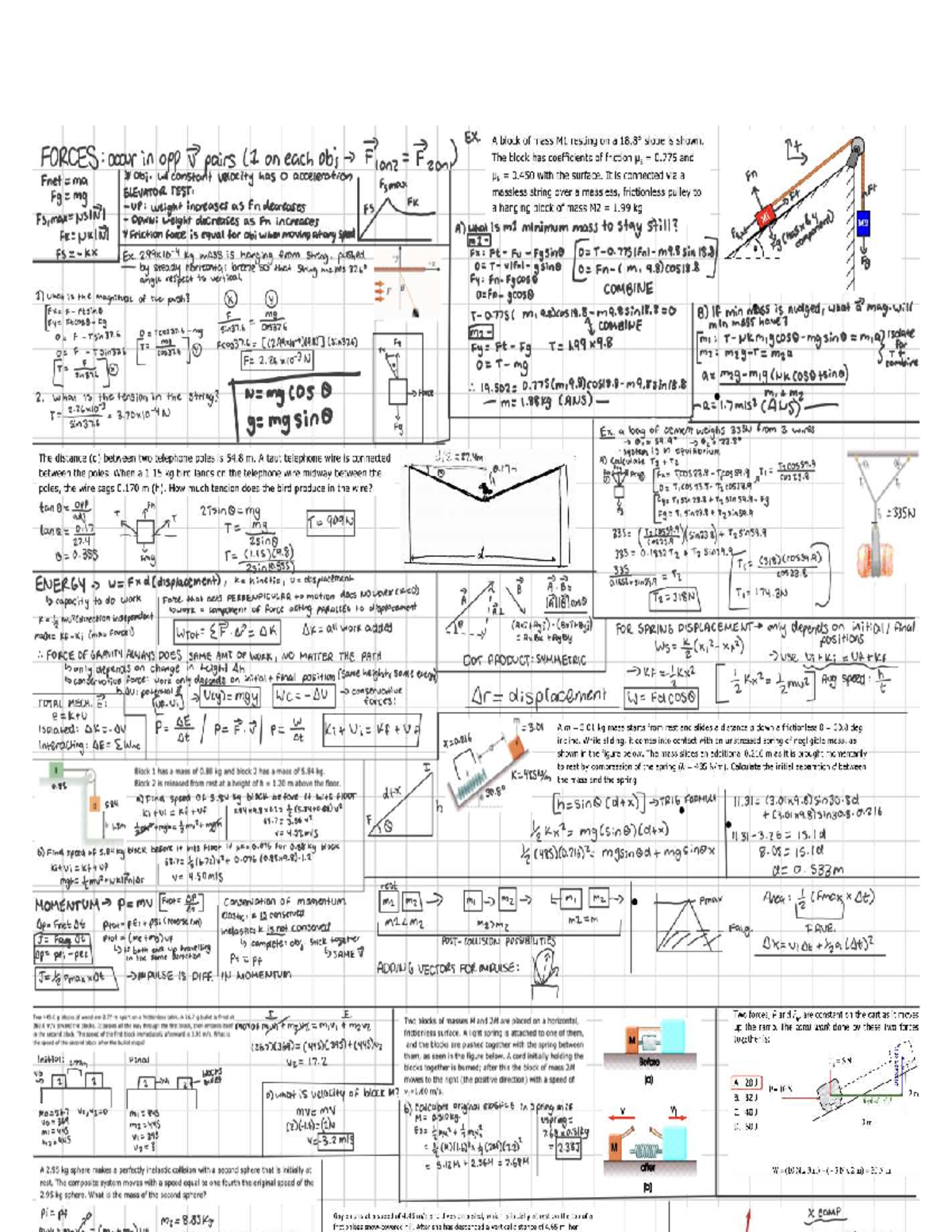 PHYS 101: Comprehensive Cheat Sheet for Mechanics and Forces - Studocu