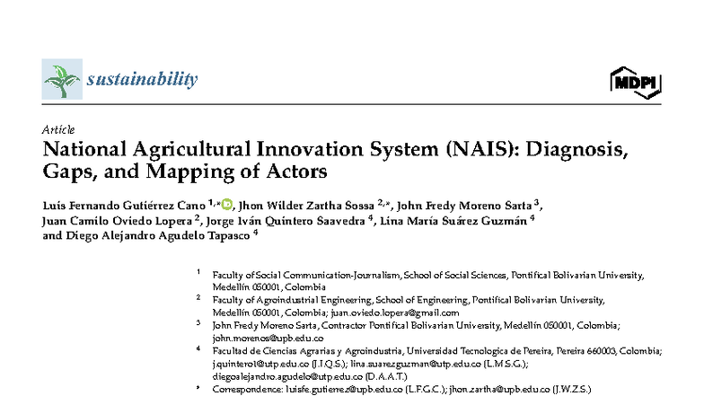 National Agricultural Innovation System (NAIS): Diagnosis and Gaps ...