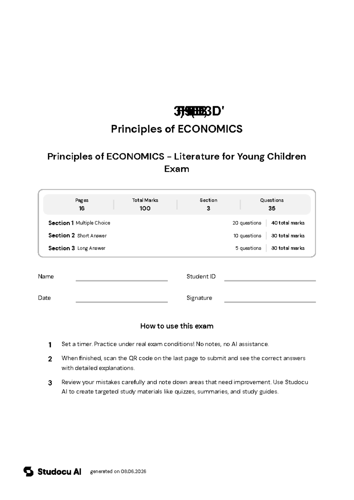 Principles of ECONOMICS - Literature for Young Children Exam - Studocu