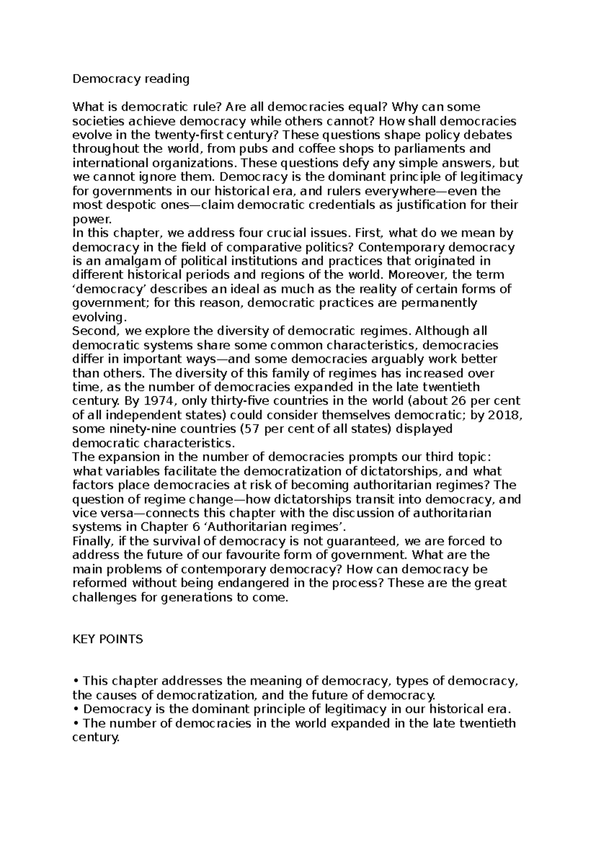 Democracy Reading: Understanding Democratic Rule, Types, and Future ...