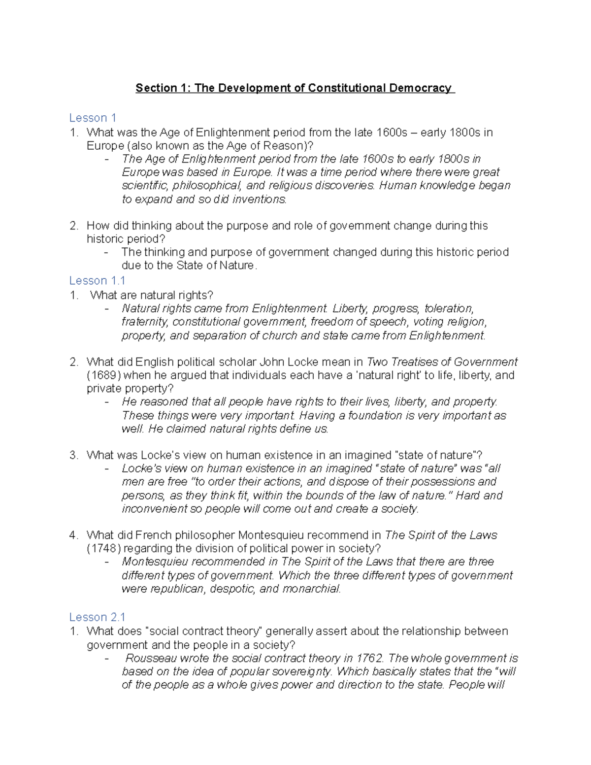 C963 study guide - Section 1: The Development of Constitutional ...