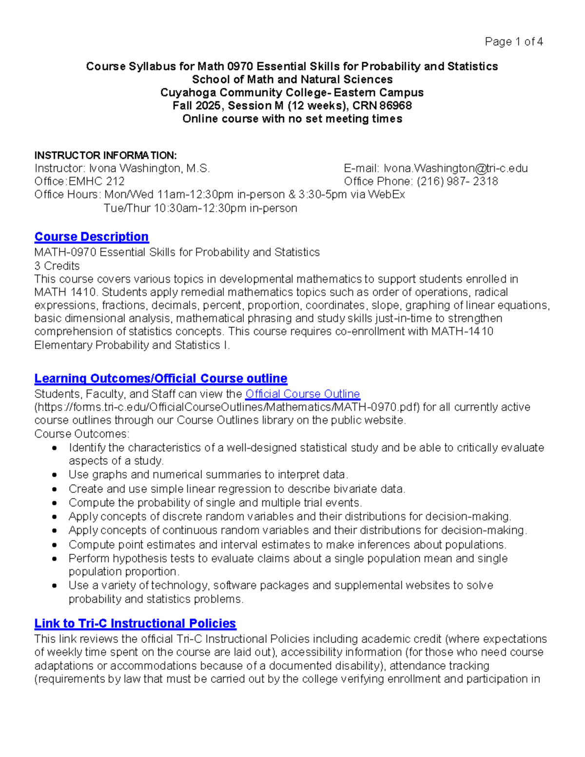 Course Syllabus for MATH 0970: Essential Skills in Probability & Stats ...