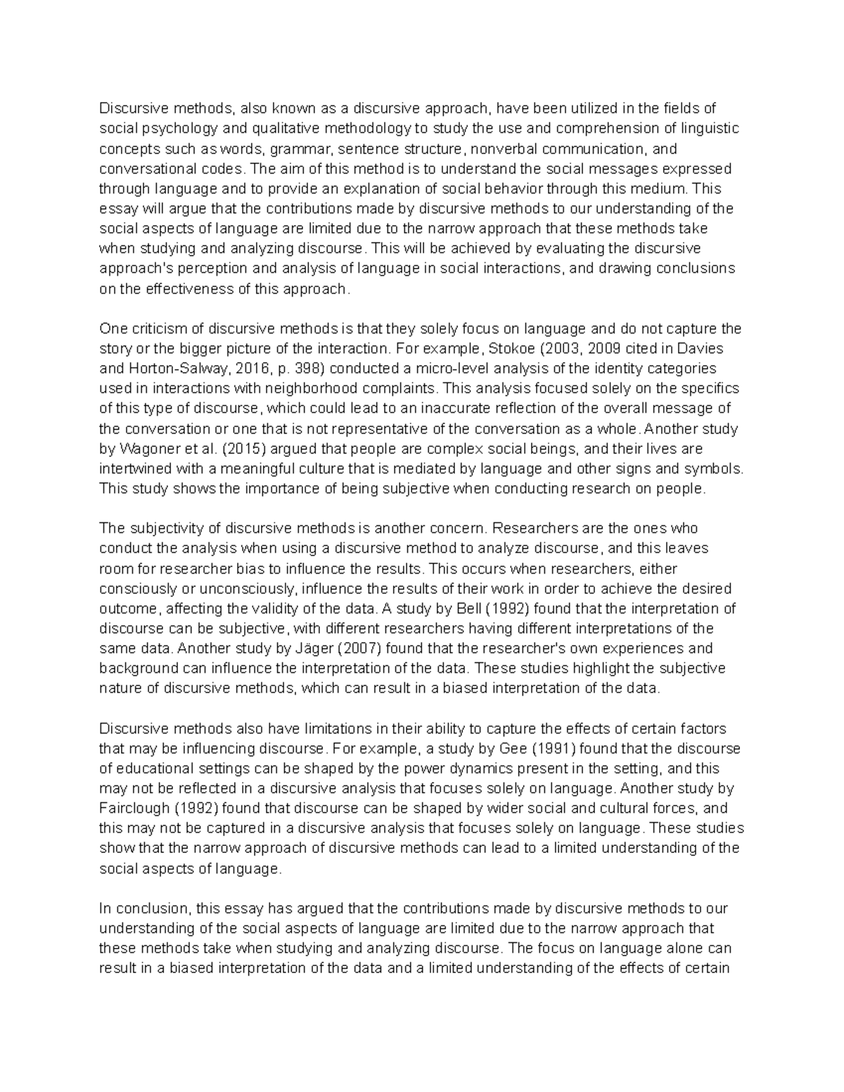 TMA01 DE300 2nd Draft - Evaluating Discursive Methods in Language Study ...