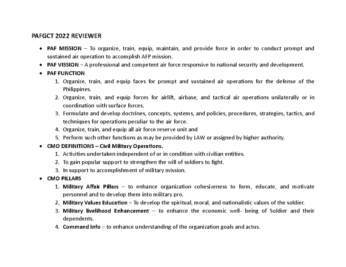 PAFGCT 2022 Comprehensive Reviewer and Study Guide - Studocu