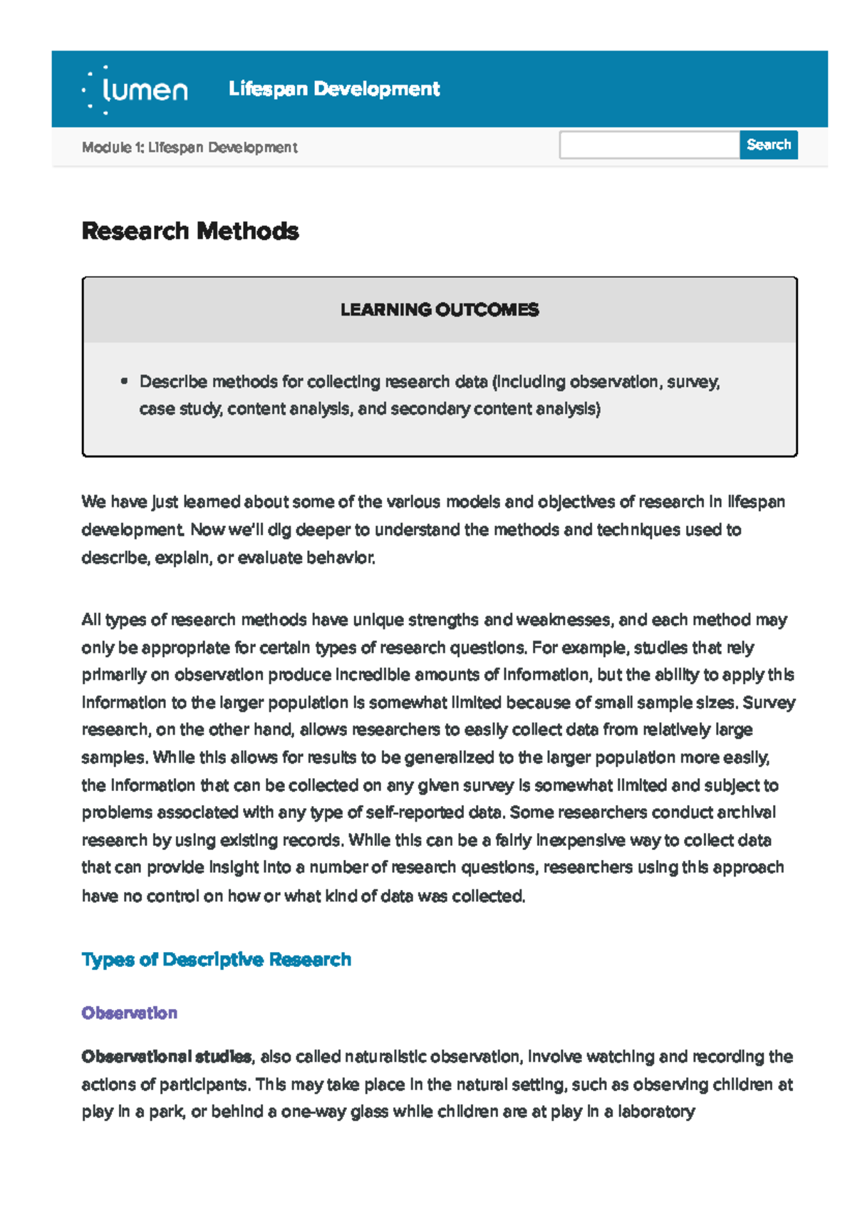 Research Methods in Lifespan Development: Observations, Surveys, and ...