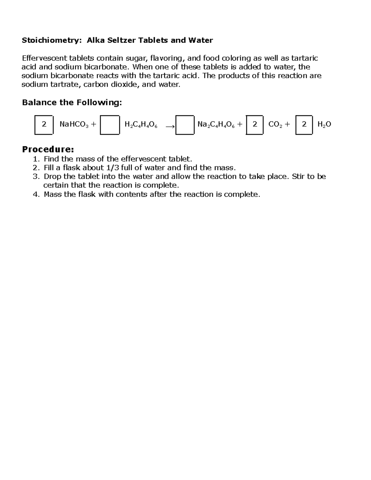 Jasmine Nguyen - Lab Yield lab pt.2 - Stoichiometry: Alka Seltzer ...