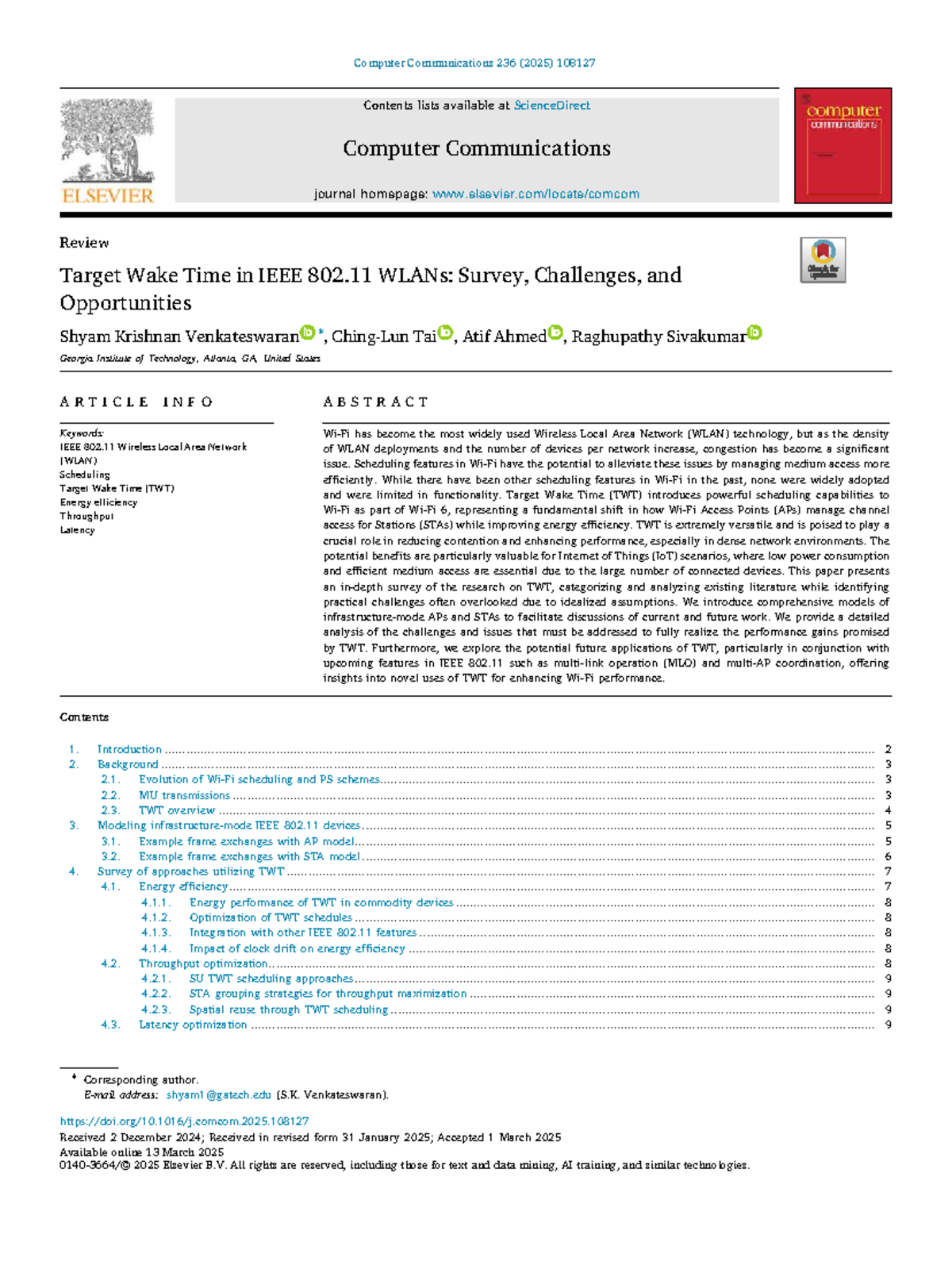 Survey of Target Wake Time (TWT) Challenges in 802.11 WLANs (CSE 236 ...