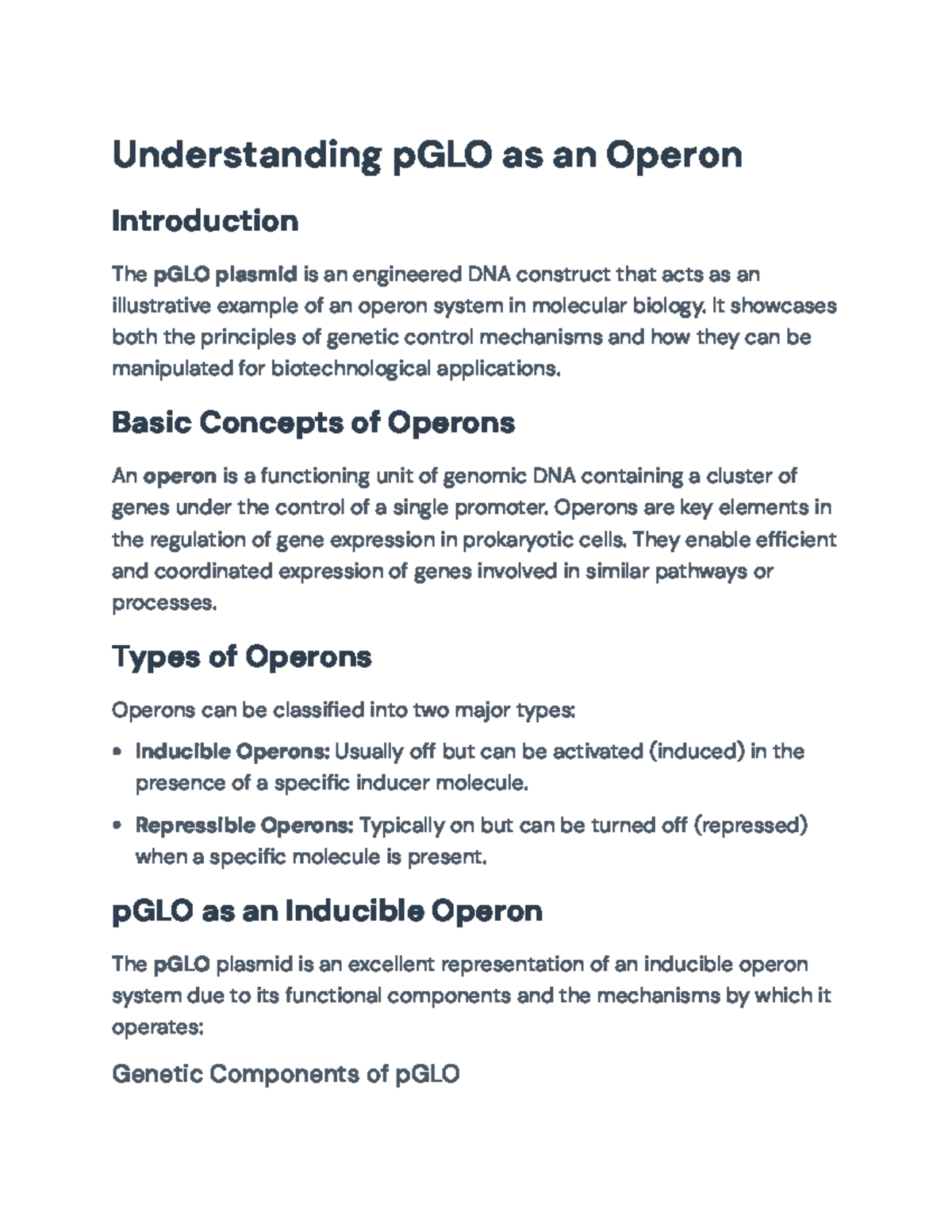 pGLO Operon System: Understanding Gene Regulation in Molecular Biology ...