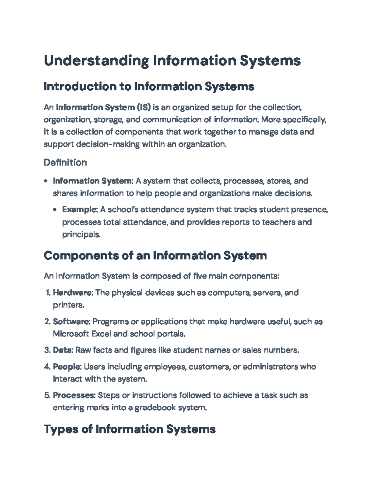 Information Systems Overview: Components, Types, and Importance ...