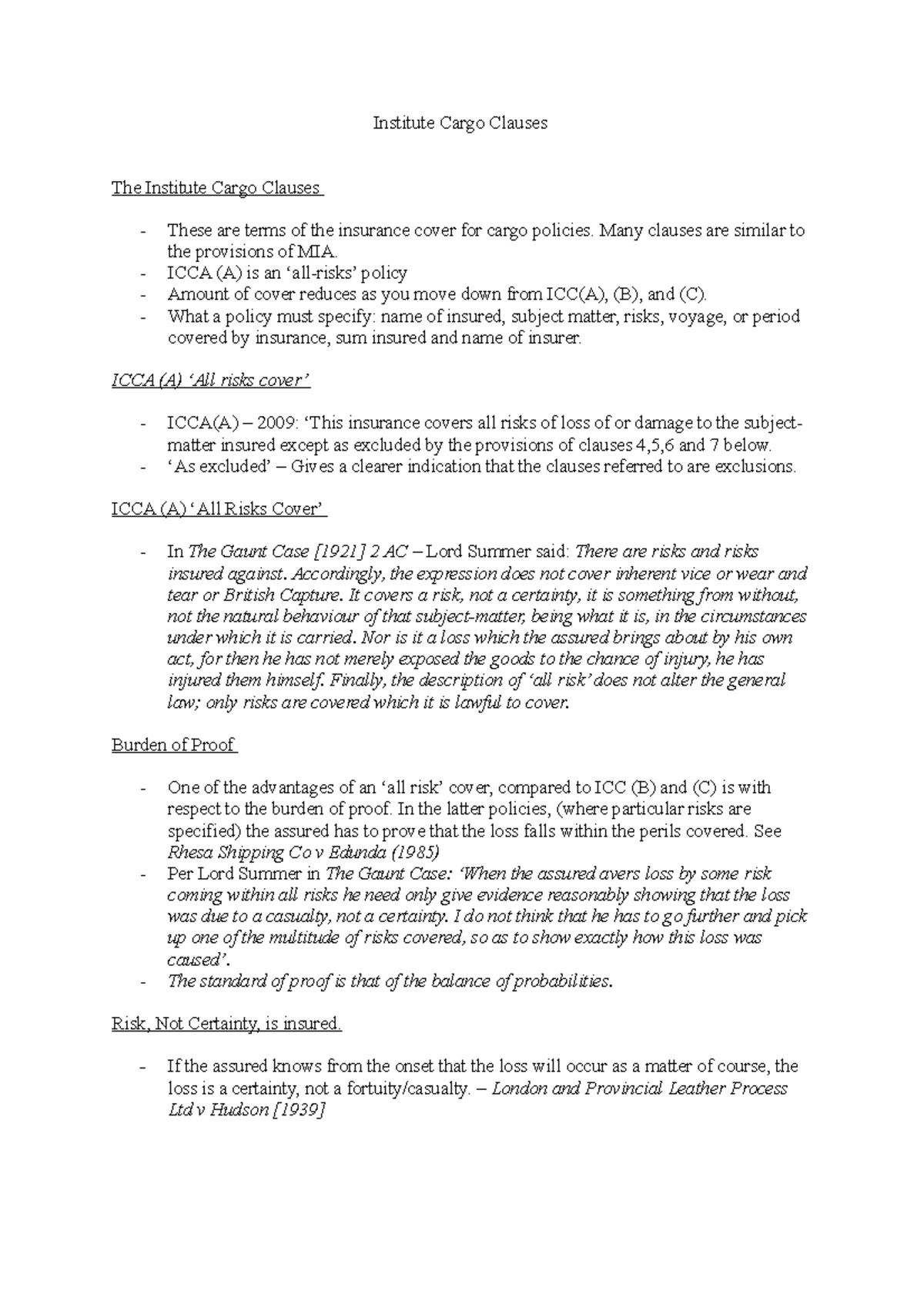 Institute Cargo Clauses (ICCA): Comprehensive Overview and Exclusions ...
