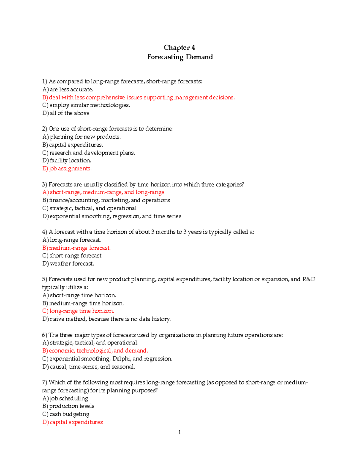 TB CH4 - Demand Forecasting Test Bank Questions and Answers - Studocu