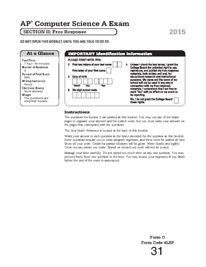 2015 Apcsa MCQ 39 Questions - AP ® Computer Science A Exam SECTION I ...