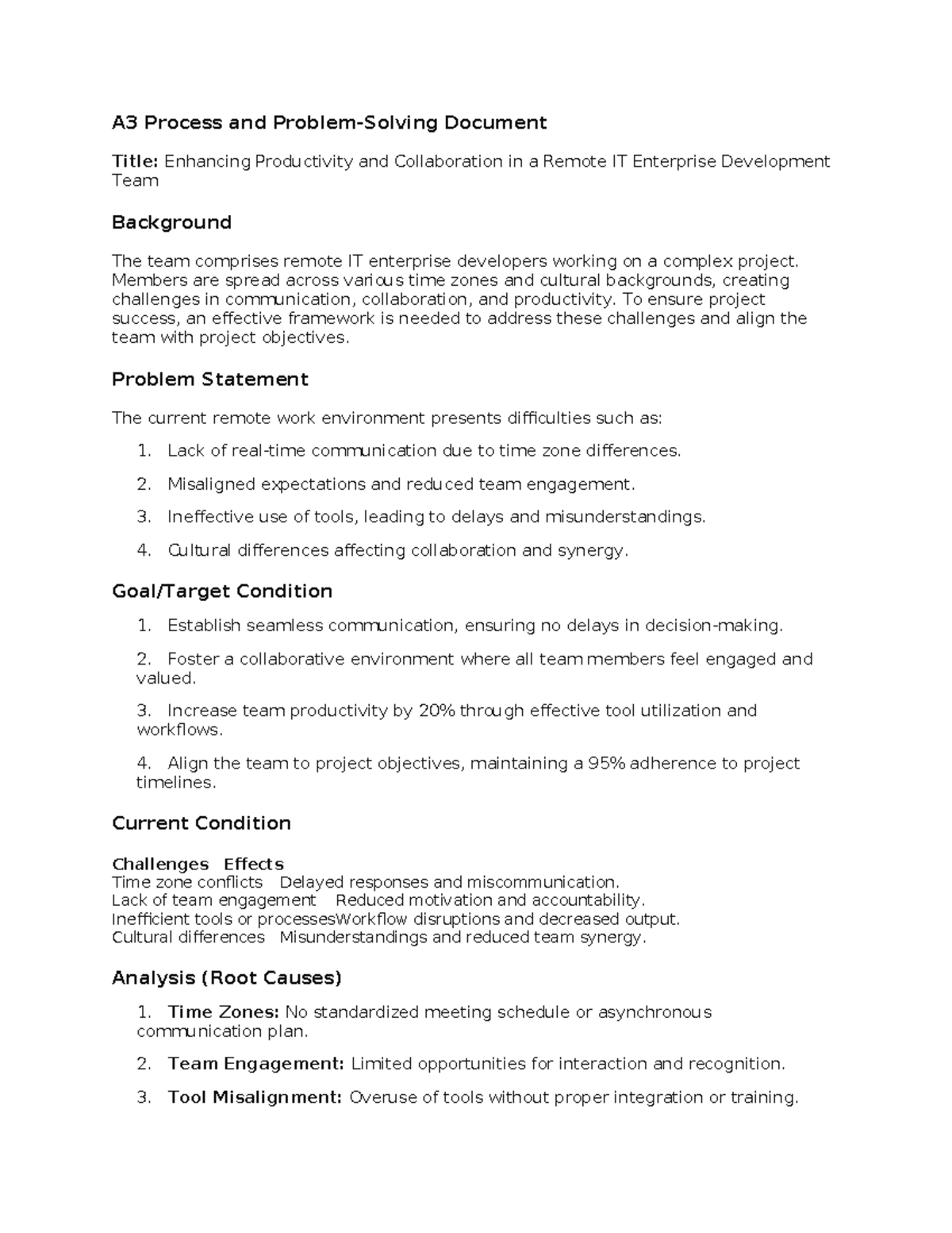 A3 Process and Problem - Sample output - A3 Process and Problem-Solving ...