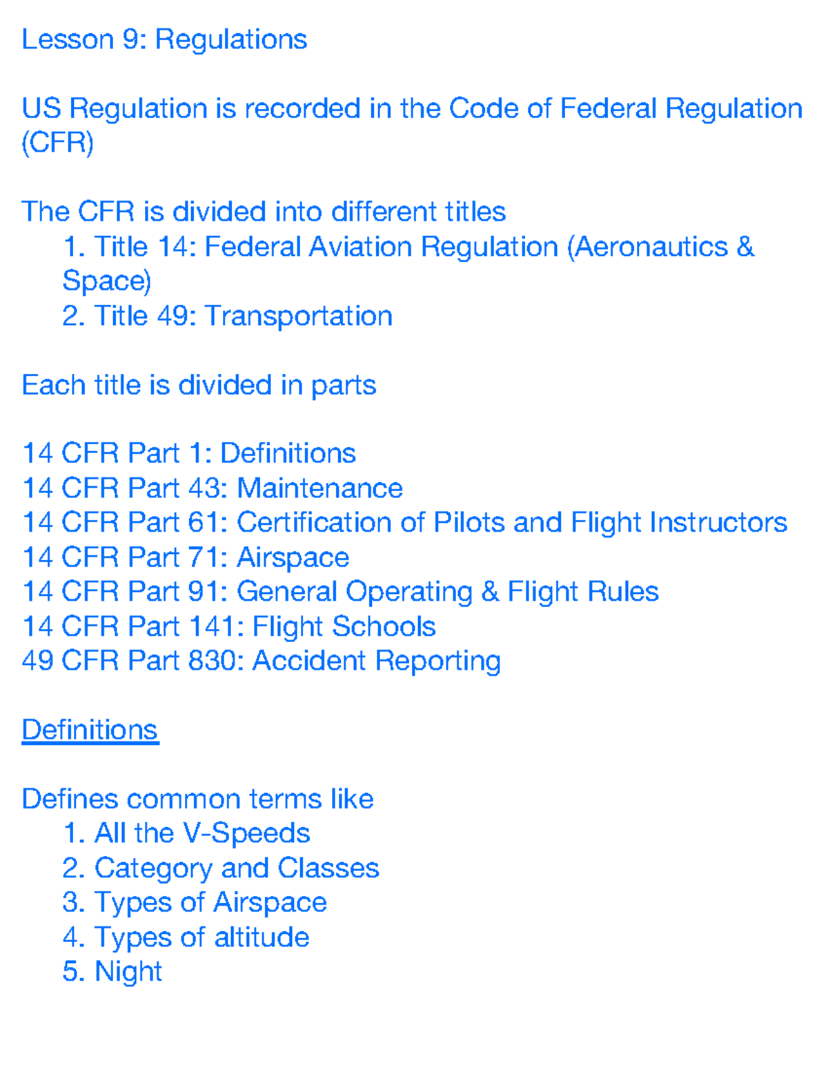 Title 14 CFR Regulations: Key Definitions & Reporting for Pilots - Studocu
