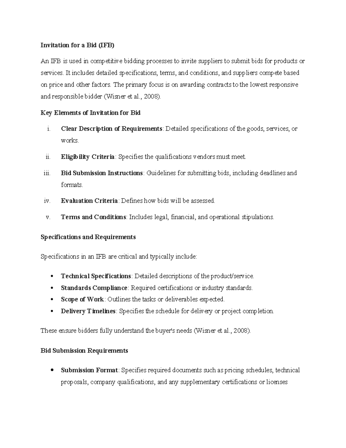 Invitation to Bid (IFB) and Request for Proposal (RFP) Overview - Studocu