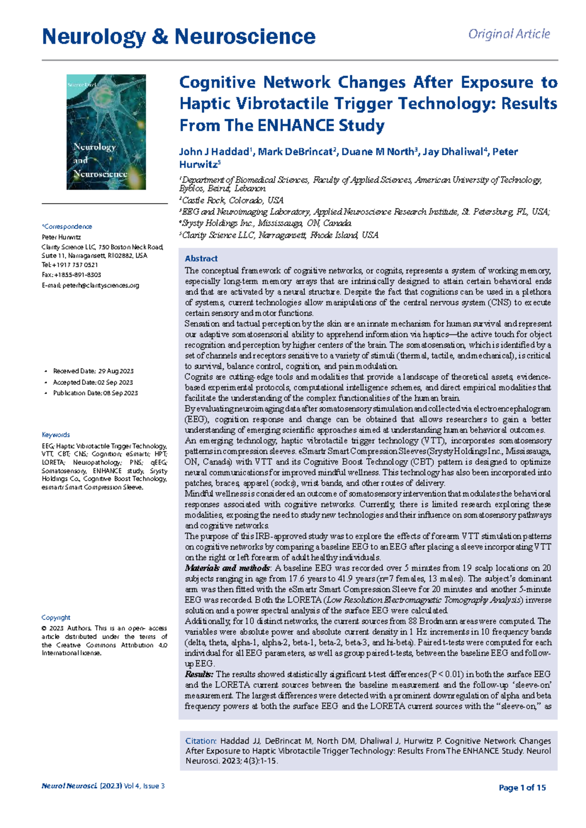 Cognitive Network Changes Post Haptic Vibrotactile Trigger Tech ...