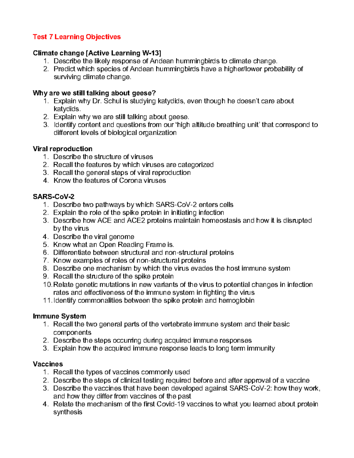 LO Test 7 (3 24) - Key Learning Objectives for Test 7 on Climate ...