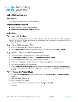 Packet Tracer Lab: Using Ping & Traceroute for Network Testing - Studocu