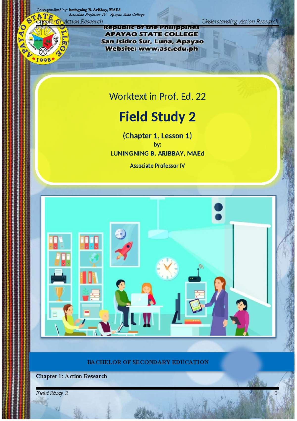 Understanding Action Research: Field Study 2 (Prof. Ed. 22) Chapter 1 ...
