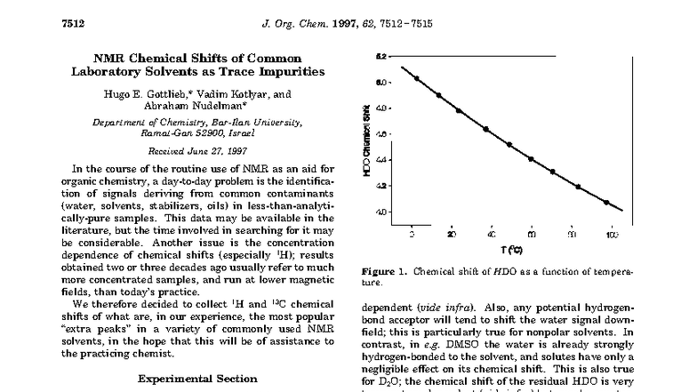 NMR Chemical Shifts of Common Solvent Impurities - 7512 J. Org. Chem ...