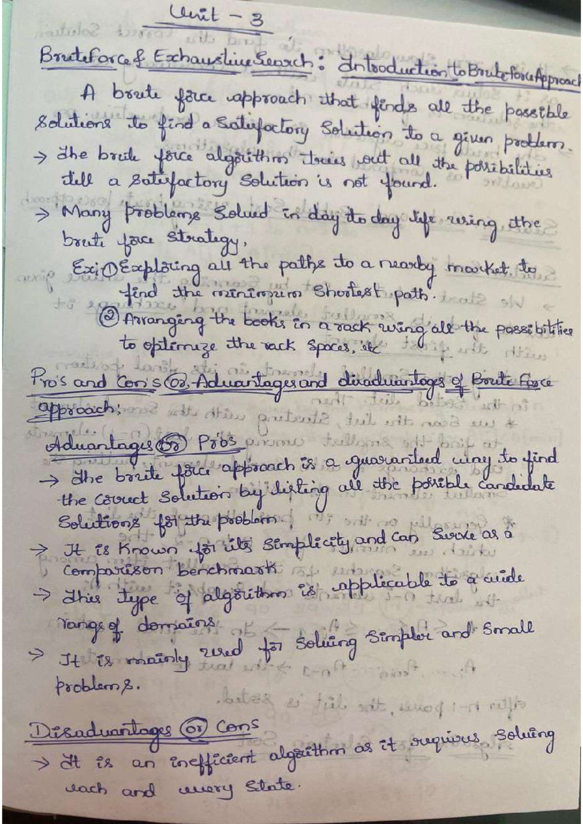 DAA Unit-2: Brute Force Approach and Algorithms Overview - Studocu
