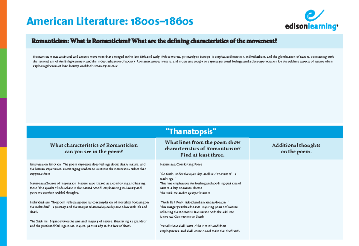 AMER LIT 1800s-1860s: Romanticism, Transcendentalism & Gothic Traits ...